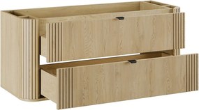 Koupelnová sestava Ovalia Pure se zápustným umyvadlem a skříňkami 120 cm dub cremona