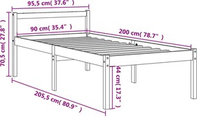 vidaXL Postel pro seniory voskově hnědá 90 x 200 cm masivní borovice [844155]