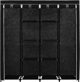 282445  Wardrobe with 4 Compartments Black 175x45x170 cm 282445