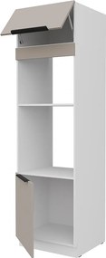 ARIA lb | vysoká skříňka 60 DPM-210 2F na vestavnou troubu a mikrovlnku | 60 cm | ANTI FINGERPRINT povrch | bílá/béžová