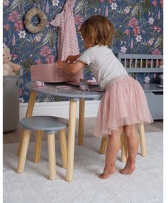 Dětský dřevěný stůl se dvěma židlemi – šedá