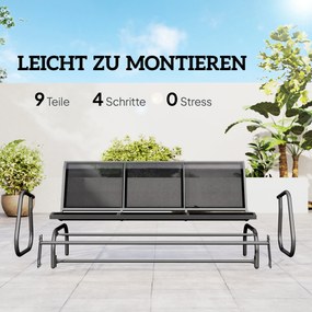 Outsunny 3místné houpací křeslo Robustní zahradní lavice jako zahradní houpačka, kovová, odolná proti povětrnostním vlivům, černá, 151x75x85cm| Aosom