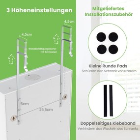 Costway Šperkovnice závěsná úložná skříňka s LED osvětlením, bílý