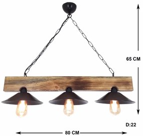 Lustr na lanku HEPSI 3xE27/40W/230V smrk ořech