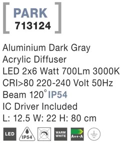 Venkovní LED lampa Park 2 x 6W 125 tmavě šedé