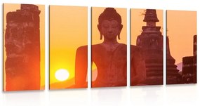 5-dílný obraz socha Buddhy uprostřed kamenů - 100x50 cm