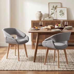 HOMCOM sada 2 ergonomických jídelních židlí světle šedá
