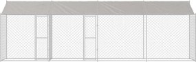 Psí klec s střechou Stříbrná 800 x 200 x 256 cm Ocel a PE 3368305