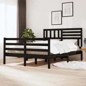 Rám postele černý masivní dřevo 160 x 200 cm,  3101102