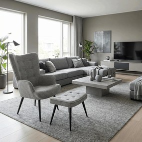 Relaxační křeslo s podnožkou AIRO - šedá látka