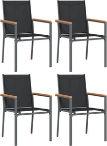 5dílný zahradní jídelní set černý textilen a ocel 3187042
