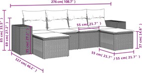 6dílná zahradní sedací souprava s poduškami hnědá polyratan 3255260