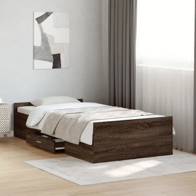 Rám postele se zásuvkami hnědý dub 75 x 190 cm kompozitní dřevo 3280355