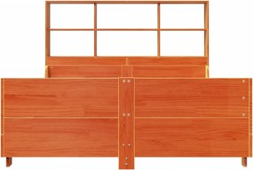 Postel s knihovnou bez matrace hnědá 140 x 190 cm masivní dřevo 3323820