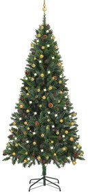 Umělý vánoční stromek s LED a sadou koulí zelený 210 cm,  3077798 HangarStore.cz