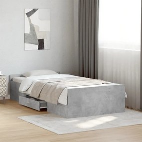 Rám postele se zásuvkami betonově šedý 75 x 190 cm kompozit 3280352