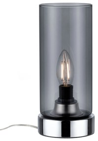 Paulmann 77056 Pinja, stolní dotyková lampa, 1x40W, chrom, kouřové stínítko, 24cm