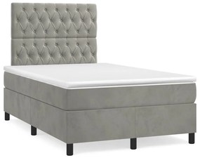 Box spring postel s matrací světle šedá 120x190 cm samet