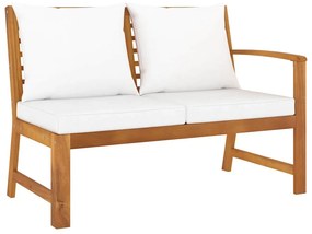 Zahradní lavice 114,5 cm s krémovou poduškou masivní akácie 311838