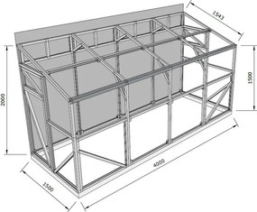 WEISA Skleník ke stěně 1,5x4m - 4mm