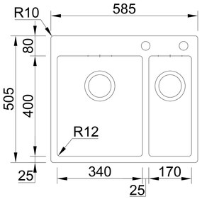 Nerezový dřez Sinks BOXER 585.1 RO 1,2mm