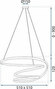 Toolight Toolight, LED stropní svítidlo 51cm, 72W, 4000K, G080-1CP, zlatá matná, OSW-09739
