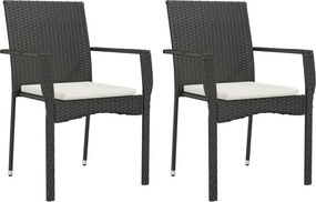 3dílný zahradní jídelní set s poduškami černý polyratan 3185119