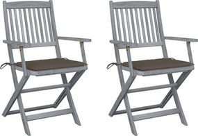 vidaXL Skládací zahradní židle s poduškami 2 ks masivní akáciové dřevo [3064494] Barva: taupe