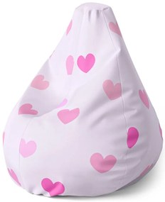 Sedací vak Pear růžové srdce - dětský, růžová