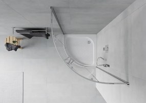 Mexen Rio půlkruhový sprchový kout 90 x 90 cm, transparentní, chrom + vanička, bílá - 863-090-090-01-00-4710