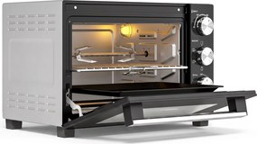 HOMCOM elektrická trouba 1500 W 28 L s regulovatelnou teplotou až do 230 °C, 60 min časovač, rošt, plech na pečení, rukojeť
