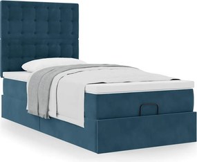 Osmanský rám postele s matracemi tmavě modrá 80x200cm samet 3313581