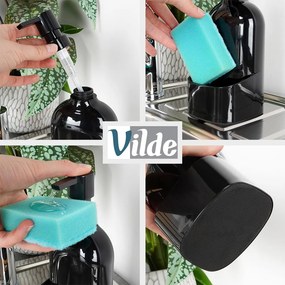 VILDE Dávkovač mycího prostředku s nádobou na houbičku, černý, 500 ml