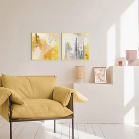 Tištěné/s ručně malovanými prvky obrazy v sadě 2 ks s rámem/na plátně 41,5x41,5 cm New Age Yellow – Malerifabrikken
