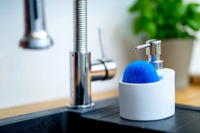 Kuchinox Yogo, keramický dávkovač saponátu 330ml na postavení, bílá-chromová, LAV-AMP_6M2M