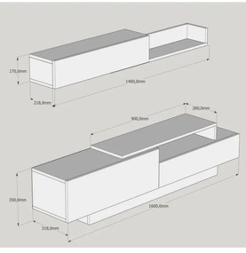 TV stěna / Sestava pod TV Elda - White, Walnut