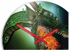 M.Clock Dětské nástěnné hodiny drak 30x30cm zelené