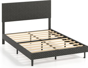 Costway Sametový rám postele s výškově nastavitelným čelem ve – 140 × 200 cm