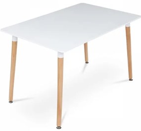 Jídelní stůl 120x80x74 bílý matný lak dřevěné nohy DT-304 WT
