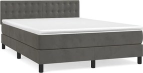 Box spring postel s matrací tmavě šedá 140x200 cm samet 3141546