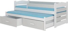 Postel dvojitá s bariérou TIARRO 180x80 bílá – šedá (87 x 80) cm – 2 zásuvky na lůžkoviny místo další komody