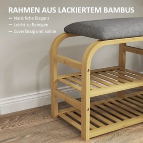 Botník s polstrovanou lavicí a policemi, bambus 837-560V00GY