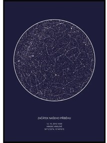 Hvězdná mapa Vašeho životního okamžiku 40 x 50 cm Tmavě modrá