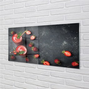 Obraz na skle jahodový koktejl 140x70 cm