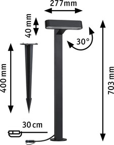 P 94546 Plug & Shine LED stojací svítidlo Ito horizontální orientace IP65 3000K 6W antracit - PAULMANN