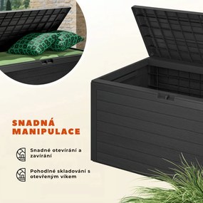 Zahradní úložný box WOODEBOX, 280L, 120x46x57cm, antracitová Prosperplast