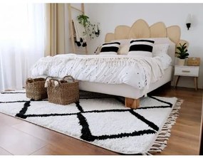 koberec BERBER CROSS, bílá střapce, Maroko, Shaggy velikost 80x250 cm | krásné koberce cz