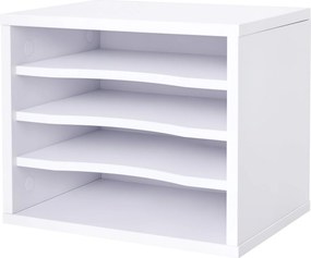Vinsetto Bílý Dřevěný Organizér na Stůl s 4 Úrovněmi Stojan na Tiskárnu Rozměry 35,5D x 25Š x 28,6V cm | Aosom