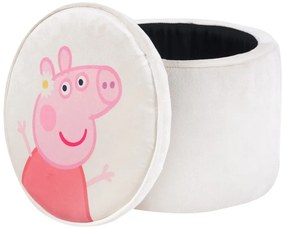 Bílý sametový dětský puf Peppa Pig – Roba