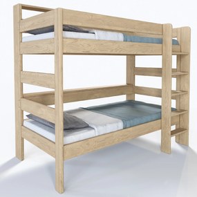 Vlastní výroba Jasanová patrová postel Junior s policemi